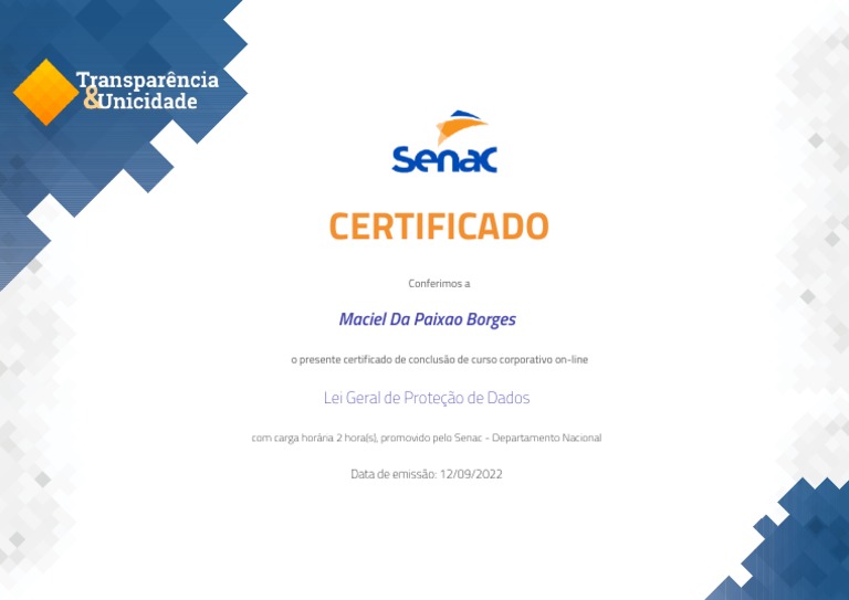 Certificado Saber SENAC 336 | PDF
