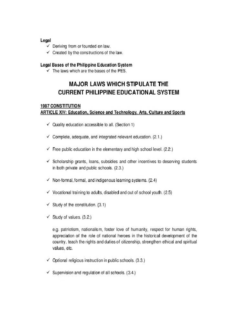 Major Laws in Education | PDF