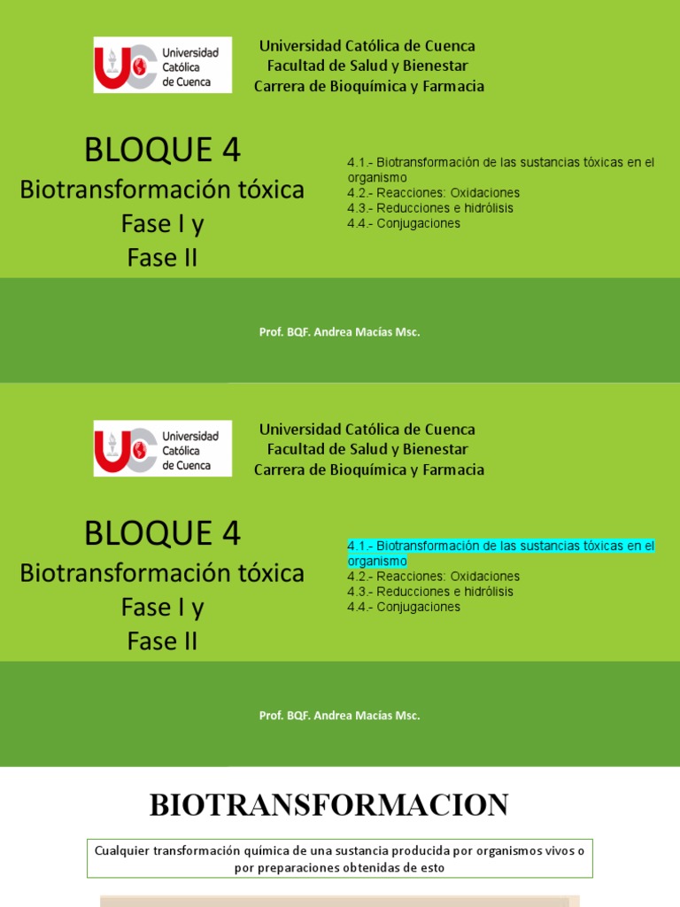 Bloque 4 | PDF | Biotransformación | Ácido