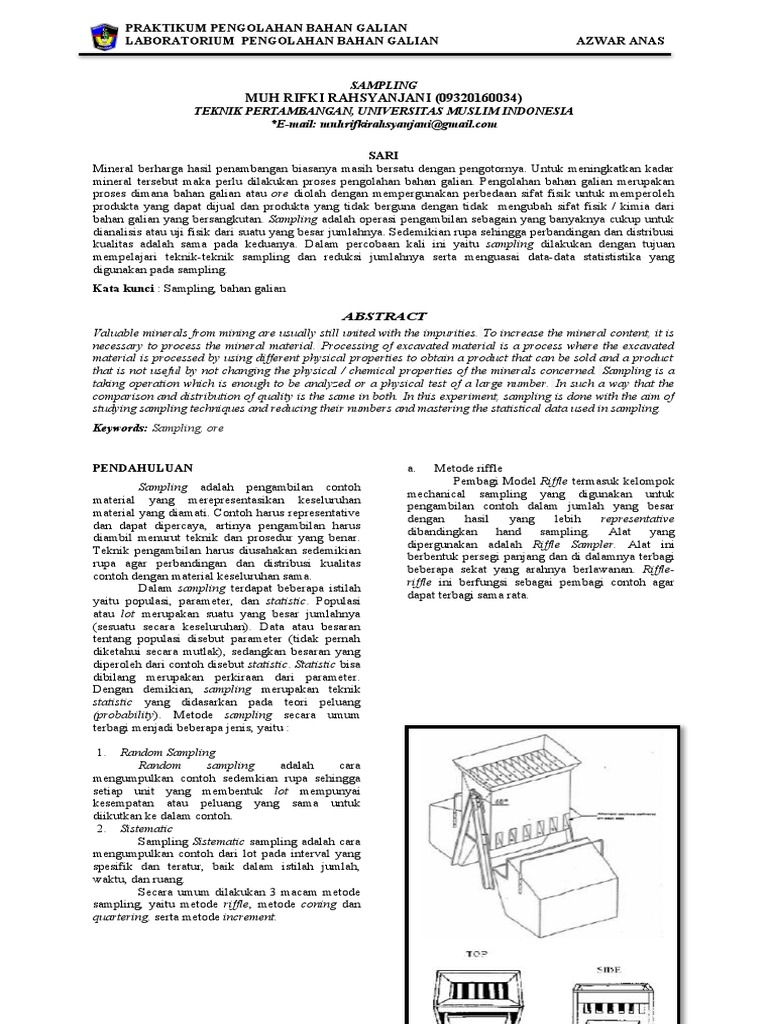 Teknik Sampling dalam Pengolahan Galian | PDF
