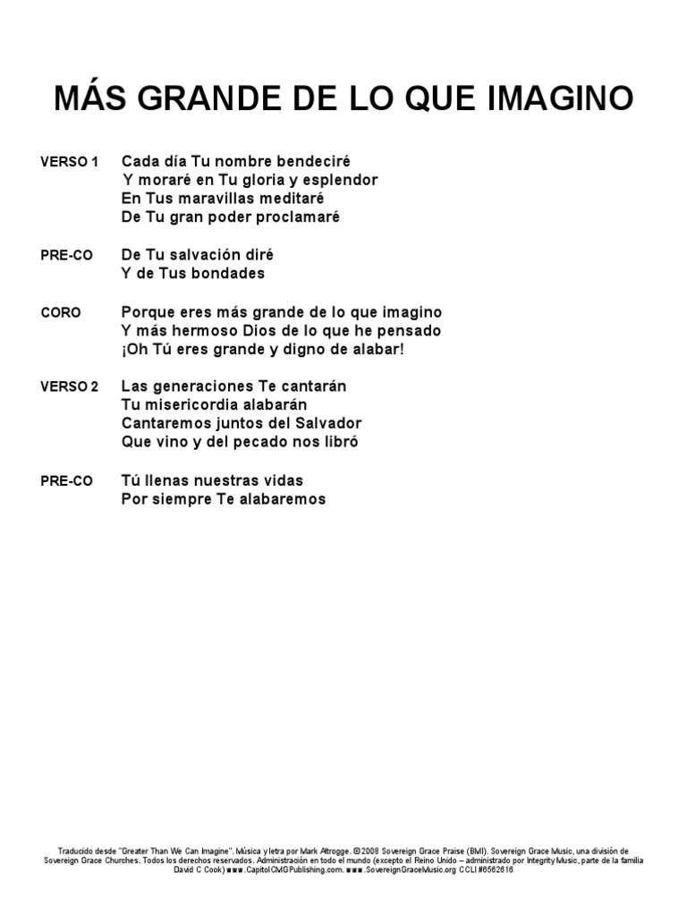 83.más Grande de Lo Que Imagino-Letras | PDF