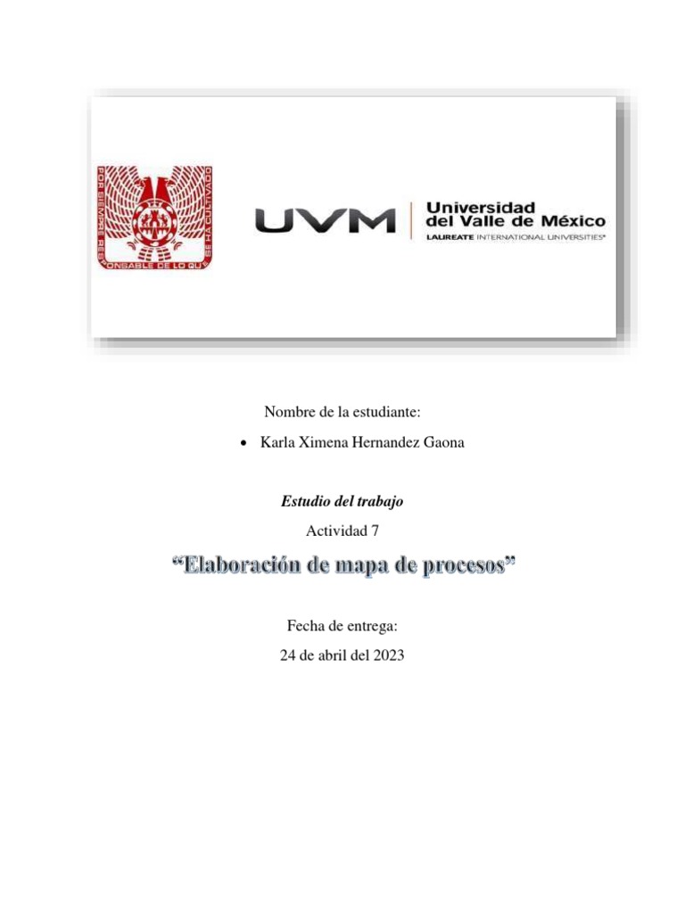 Act#7 KXHG (Estudio Del Trabajo) | PDF | Procesos de negocio | Sector secundario de la economía