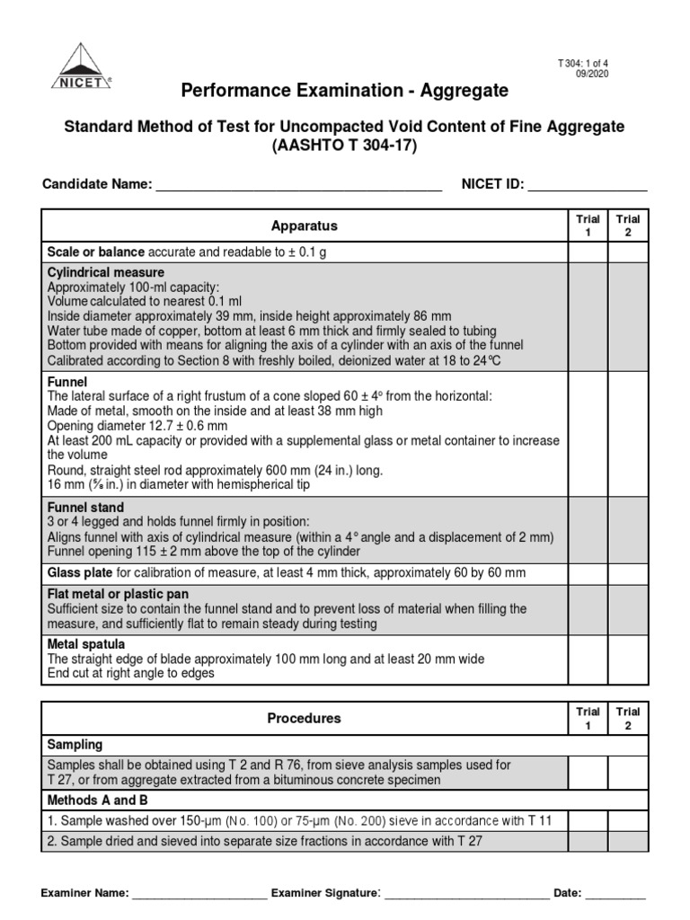Aashto T 304-17 | PDF | Volume | Applied And Interdisciplinary Physics