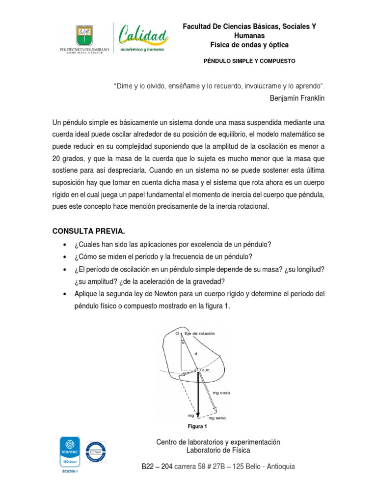 Pendulo Simple y Compuesto | PDF | Péndulo | Oscilación