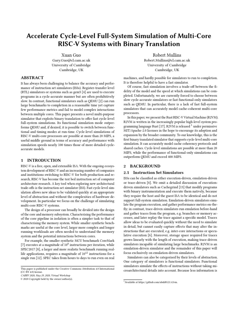Accelerate Cycle-Level Full-System Simulation of Multi-Core RISC-V ... Accelerate Cycle-Level Full-System Simulation of Multi-Core RISC-V ...