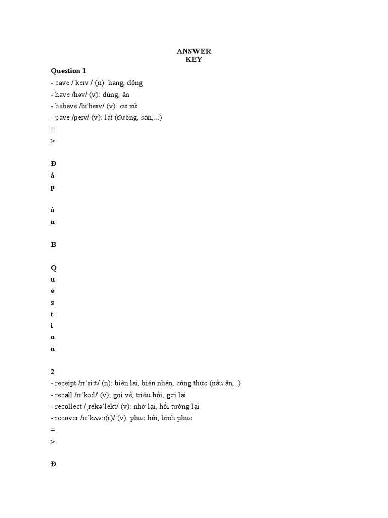 Answer Key de 1 | PDF