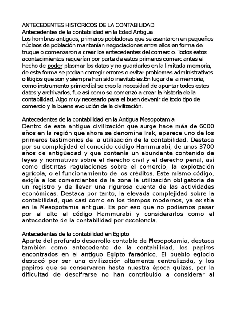 La evolución histórica de la contabilidad desde la antigüedad hasta la ...