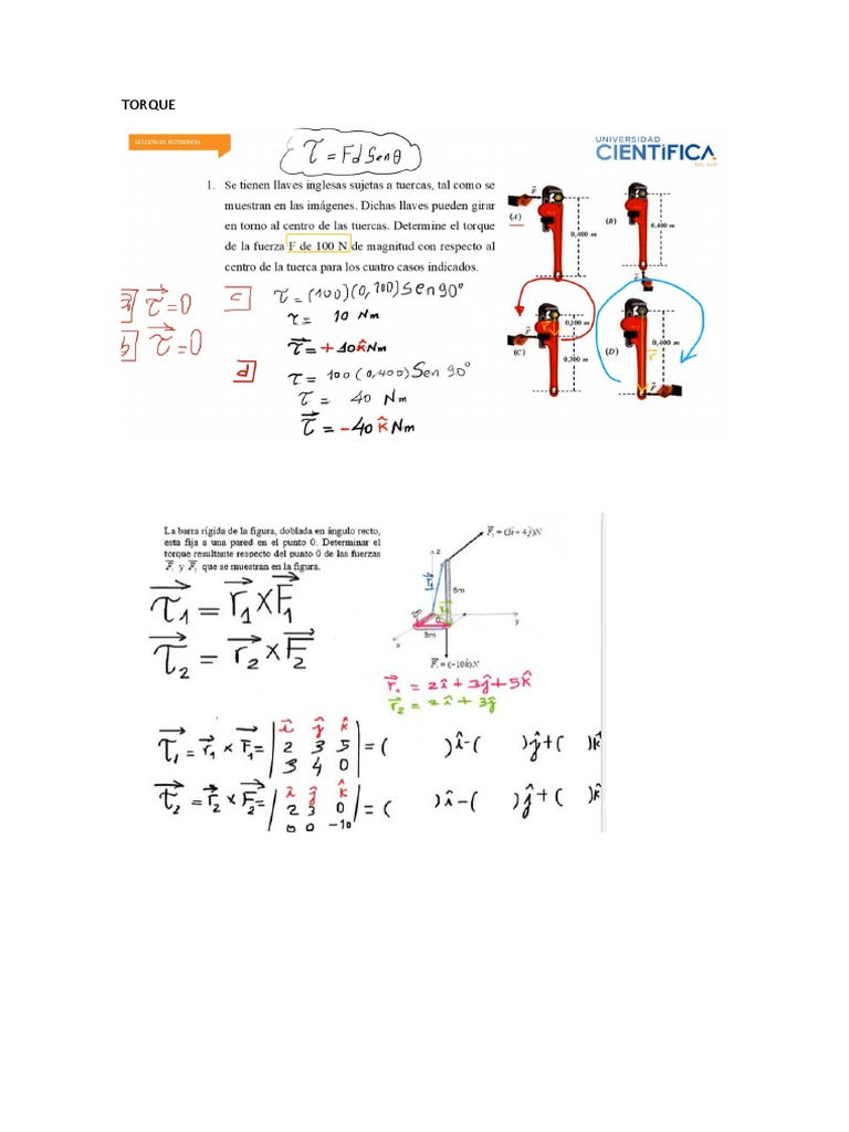 TORQUE - Ejercicios Fisica | PDF