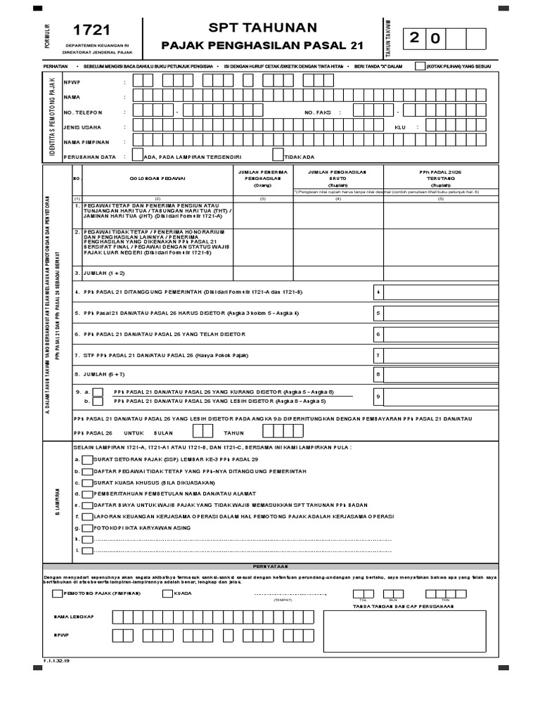 SPT Tahunan: Pajak Penghasilan Pasal 21 | PDF