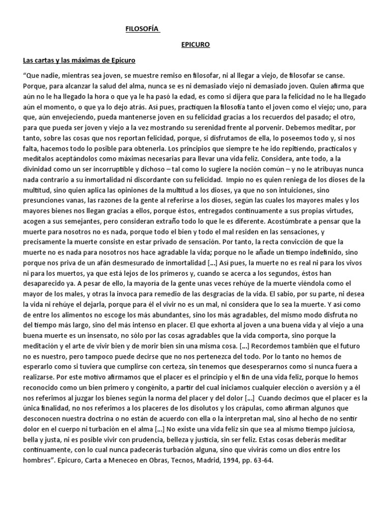 EPICURO | PDF | Placer | Felicidad