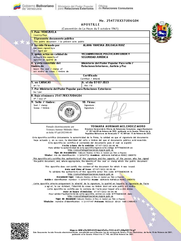 Apostilla Adriana Rafaela | PDF