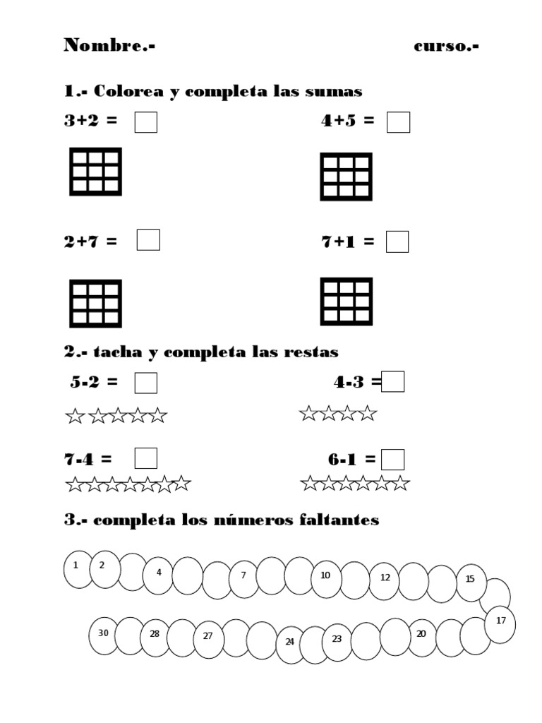 Examen de Matematicas Primero de Primaria | PDF