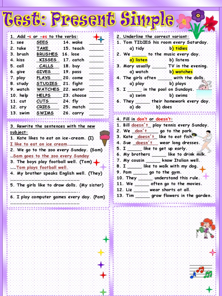 Practice-Homework - Present Simple | PDF