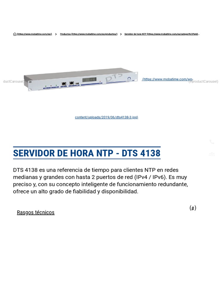DTS 4138.timeserver - NTP Time Server - MOBATIME | PDF