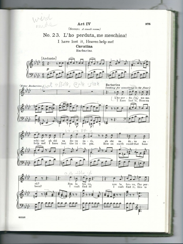 Mozart - Aria, Barbarina | PDF