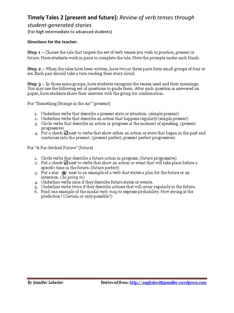 Verb Tense Review with Student Stories | PDF | Language Arts & Discipline