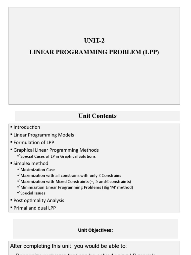 Linear Programming Problem | PDF | Mathematical Optimization | Linear ... Linear Programming Problem | PDF | Mathematical Optimization | Linear ...