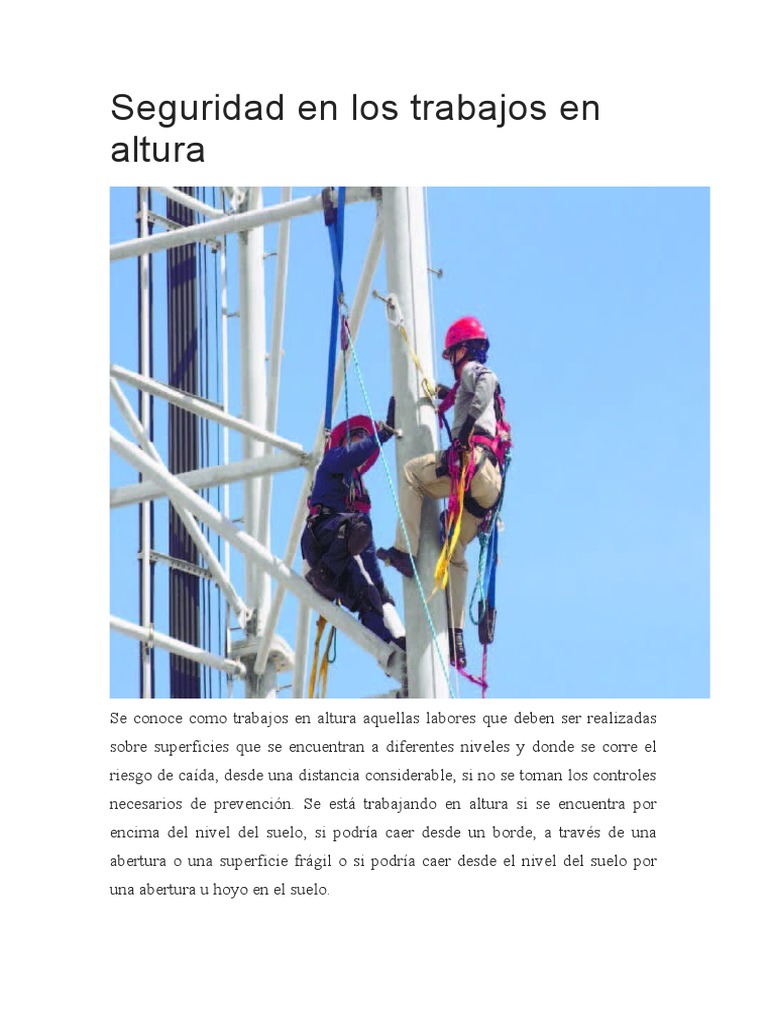 Seguridad en Los Trabajos en Altura | PDF