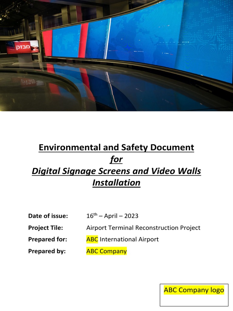 Environmental and Safety Document For Digital Signage Screens and Video ...