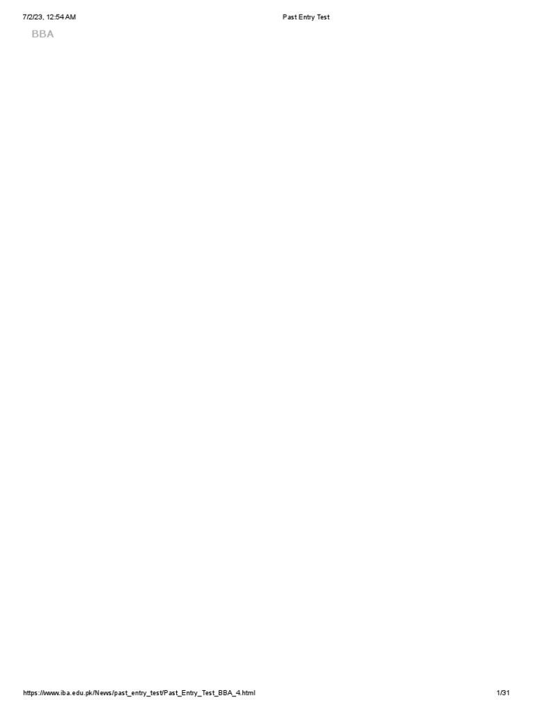 Past BBA Entry Test Resources | PDF