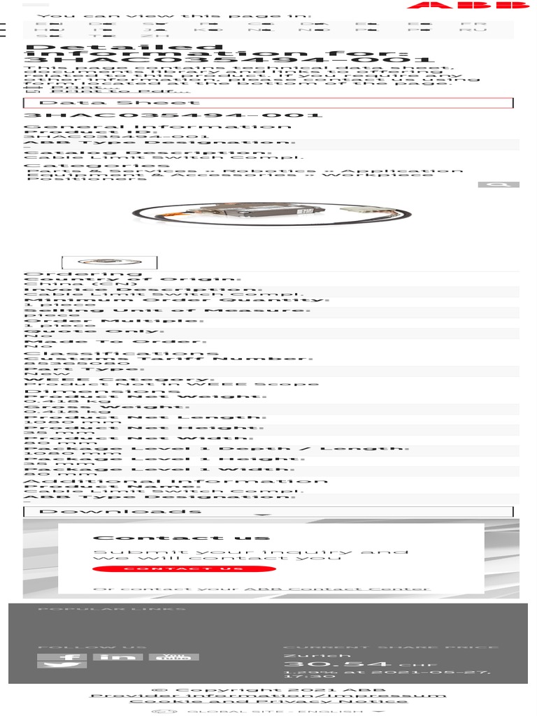 ABB Cable Limit Switch Compl | PDF | Computers | Technology & Engineering