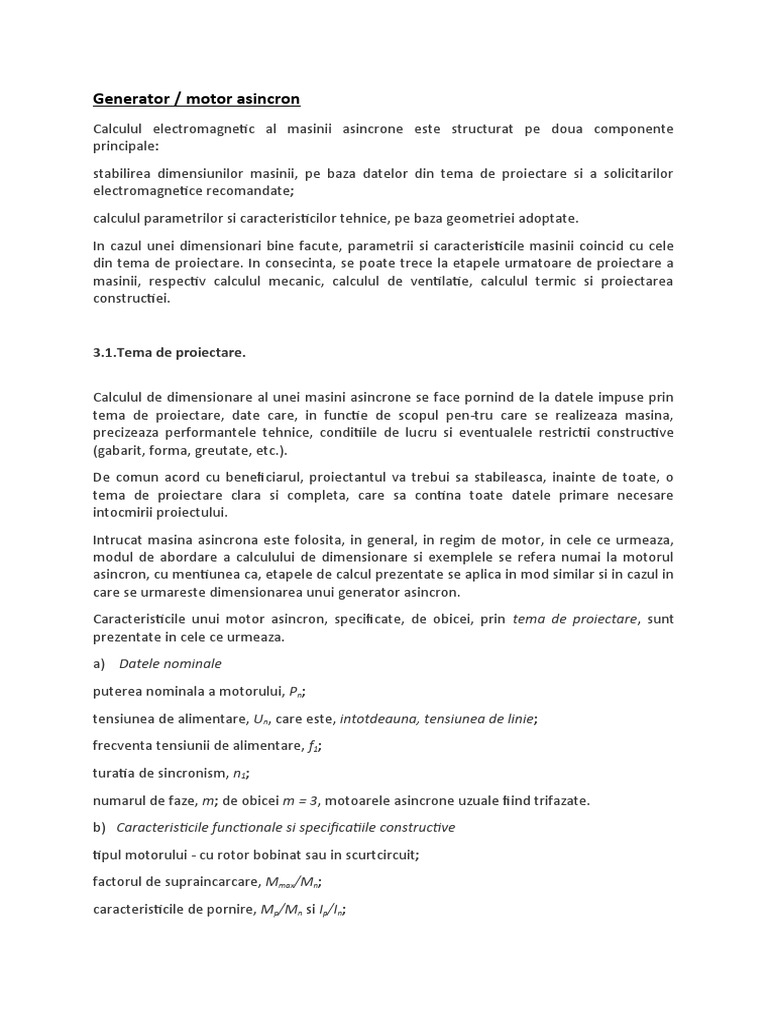 Generator Motor Asincron | PDF