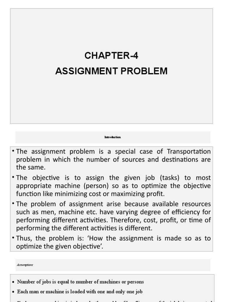 Assignment Problem | PDF | Mathematical Optimization | Applied Mathematics Assignment Problem | PDF | Mathematical Optimization | Applied Mathematics