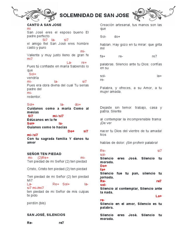 CANTO A SAN JOSE Notas | PDF | Oración | María, madre de Jesús