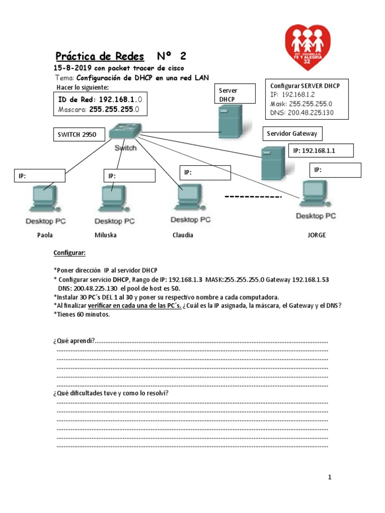 Práctica de Redes # 2 DHCP (Packet) 15 Agosto | PDF | Dirección IP | Internet