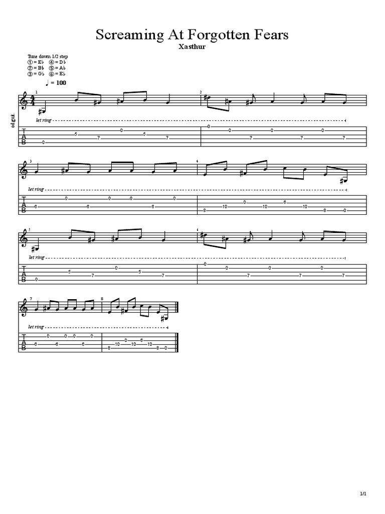 Xasthur - Screaming At Forgotten Fears Tabs | PDF