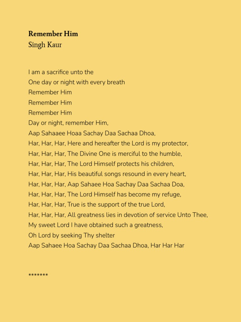 Remember Him: Lyrics and Meaning | PDF