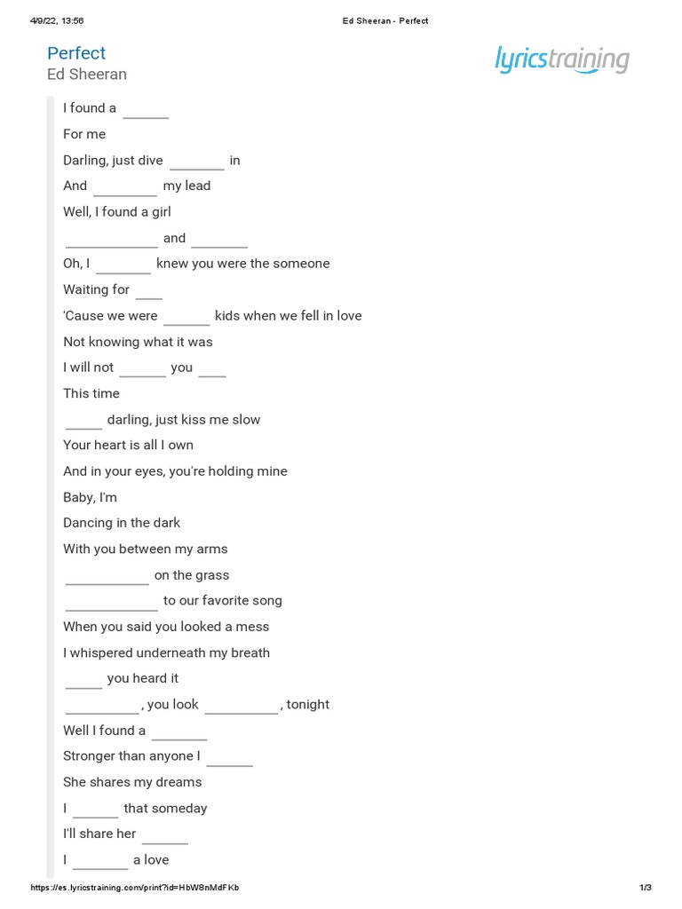 Imprimir Letra - Perfect | PDF