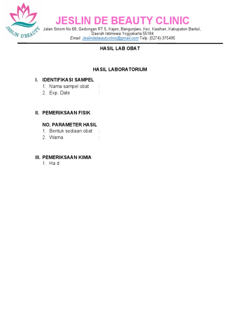 Hasil Lab Obat | PDF