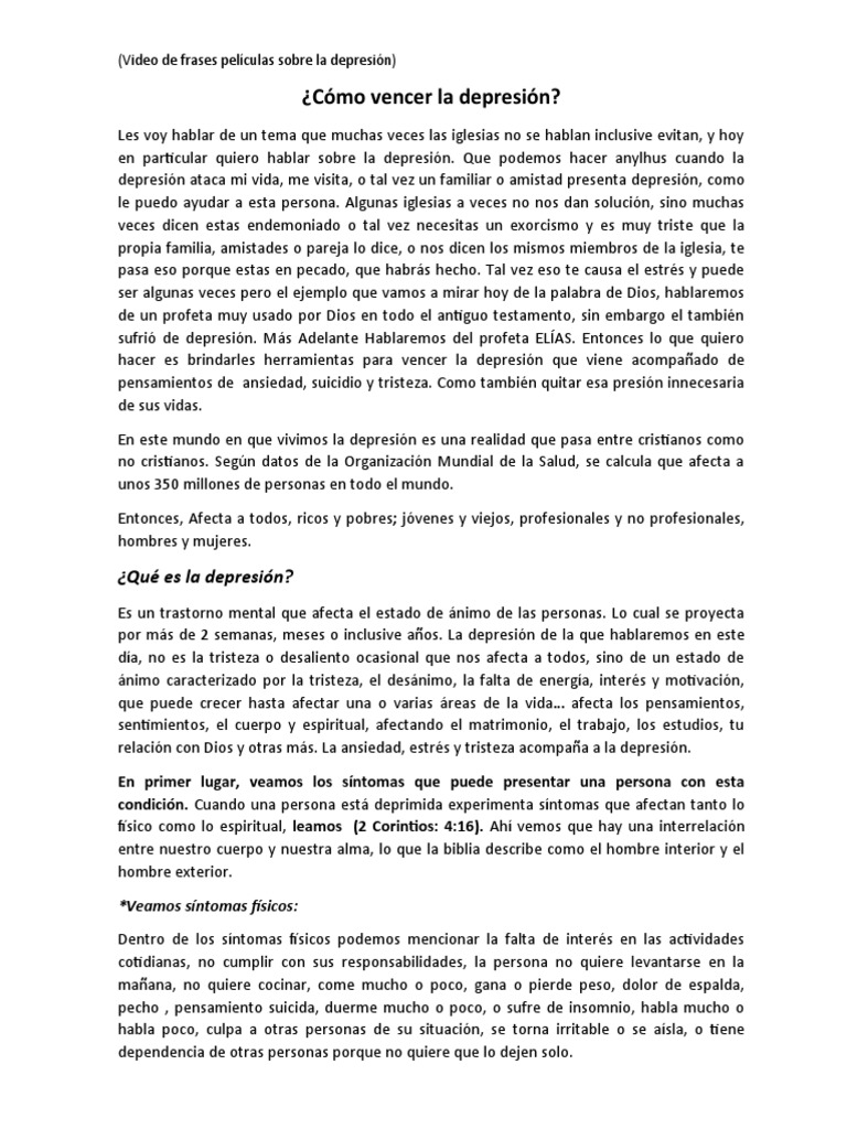 Comó Vencer La Depresión | PDF | Depresión (estado de ánimo) | Suicidio