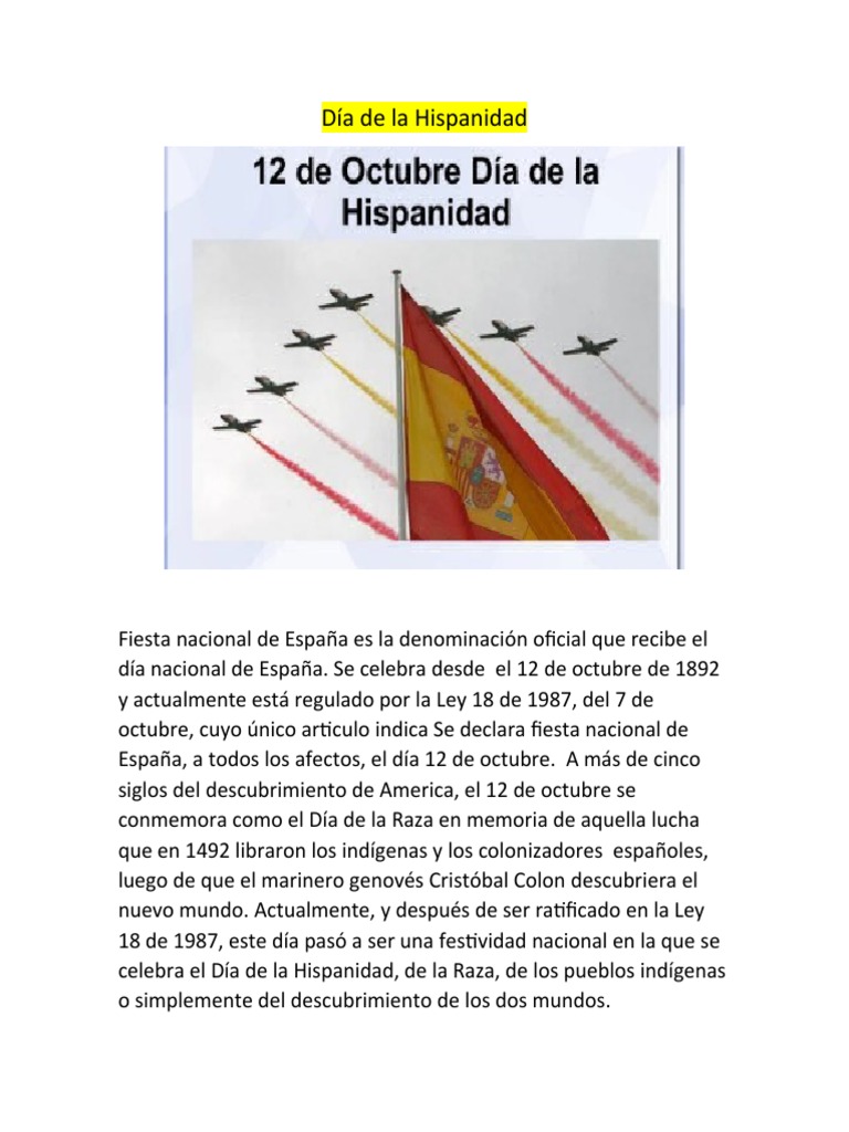 Día de La Hispanidad | PDF | Viajes y turismo
