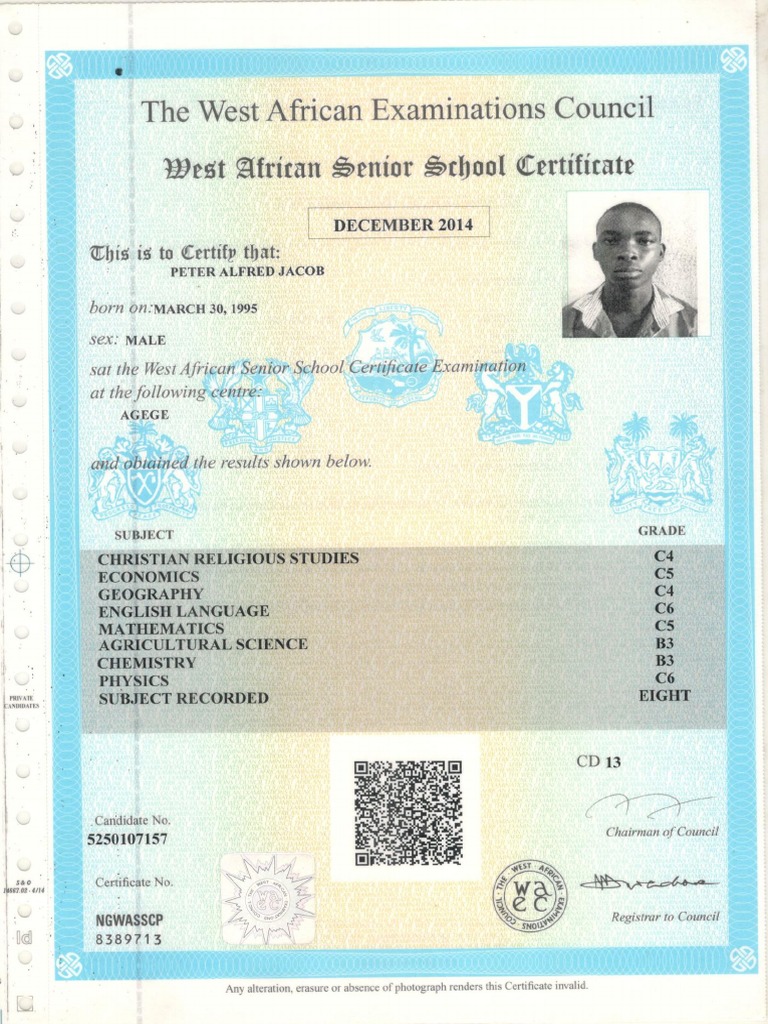 Waec Cert | PDF