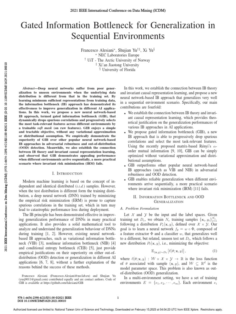 Gated Information Bottleneck For Generalization in Sequential ...