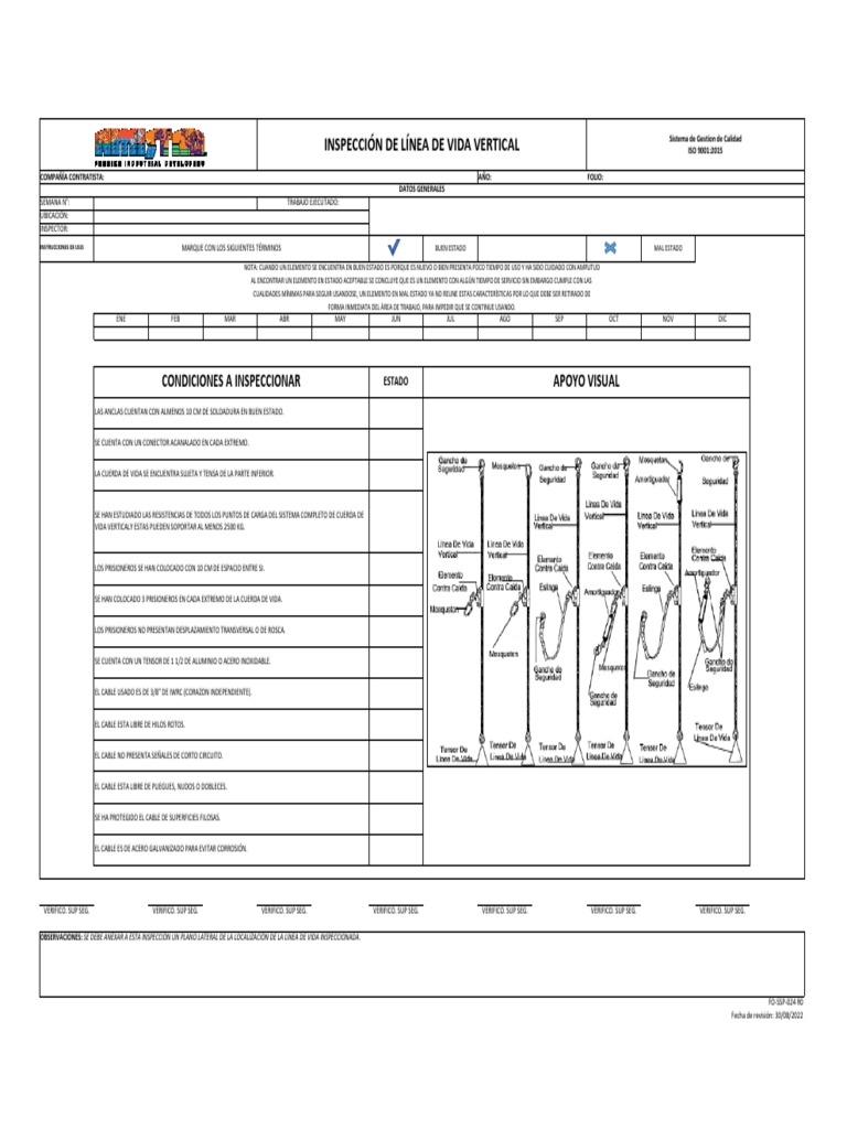 Checklist Lineas de Vida Verticales | PDF | Materiales