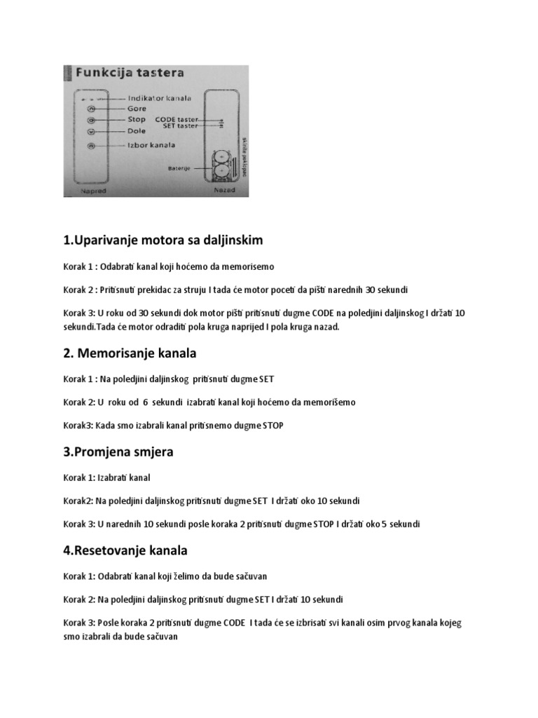 1.uparivanje Motora Sa Daljinskim | PDF