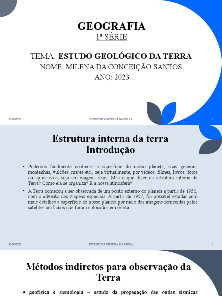 Slide Estágio Estrutura Da Terra | PDF | Terra | Crosta (Geologia)
