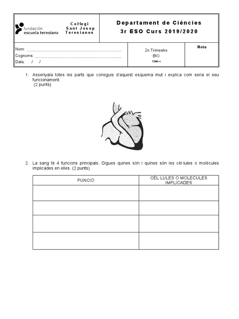 Control Tema 4 EXP3r BIO 2019-2020 | PDF