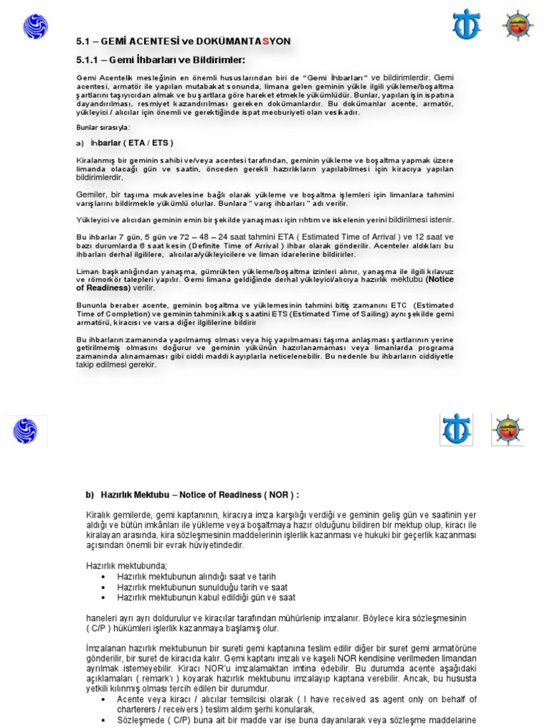 Ders 7-8 Gemi İhbarlari - Bi̇ldi̇ri̇mler-Özet Beyan Variş Bi̇ldi̇ri̇mleri̇ | PDF