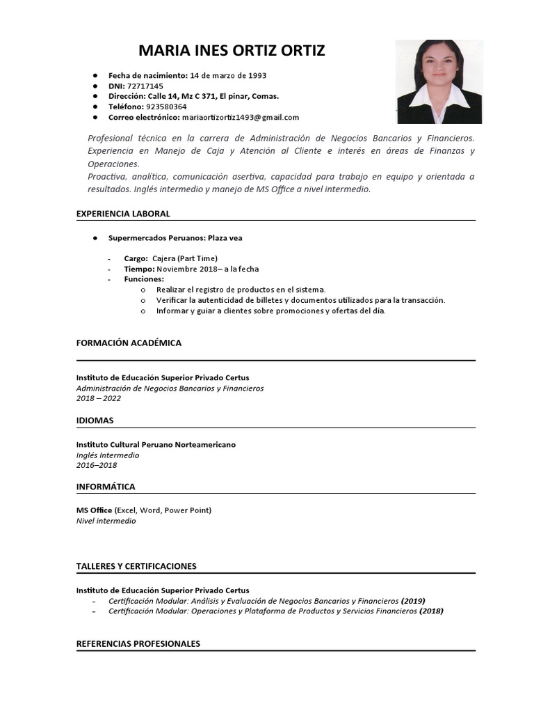 Cv. Maria Ines Ortiz Ortiz | PDF