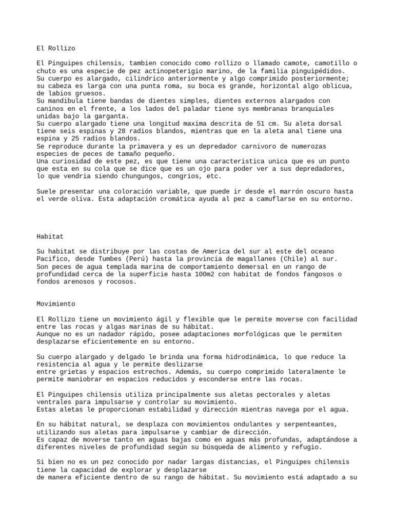 Características del pez rollizo | PDF | Pescado | Animales acuáticos