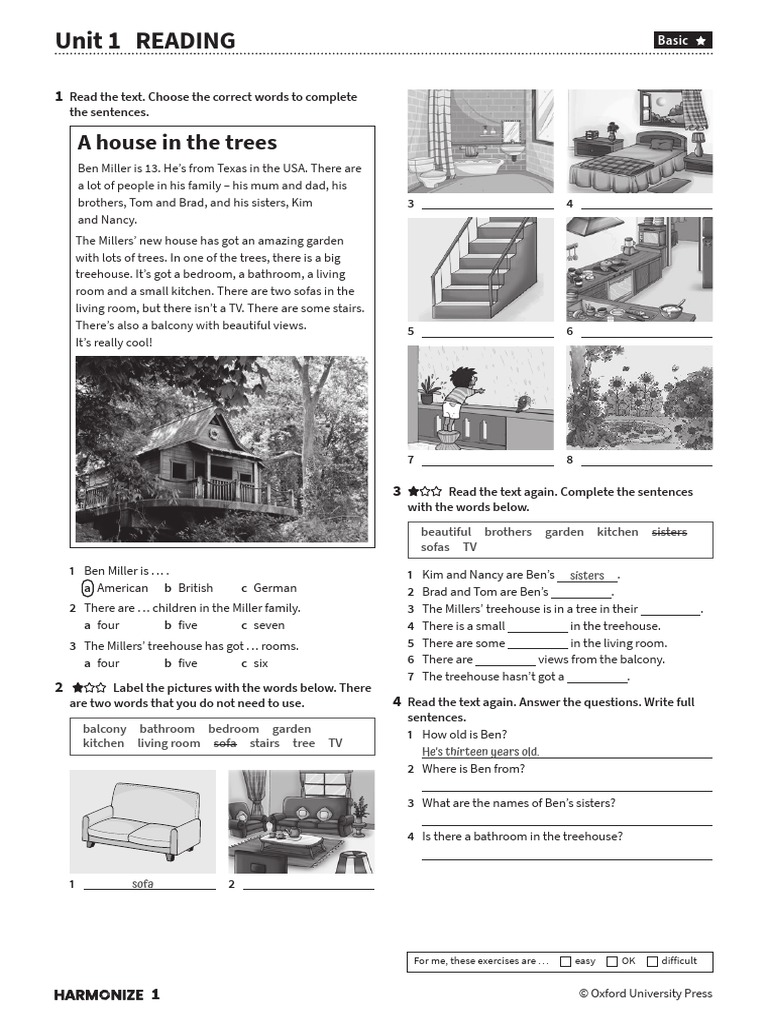 Harmonize 1: Unit 1 Reading Exercises | PDF