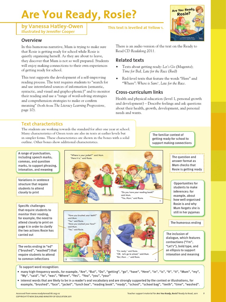 Are You Ready, Rosie TSM Yellow | PDF | Reading Comprehension | Literacy