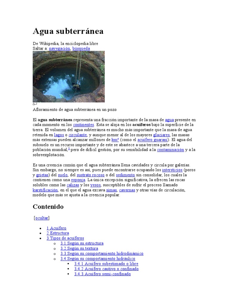 Agua Subterránea | PDF | Agua subterránea | Agua Agua Subterránea | PDF | Agua subterránea | Agua