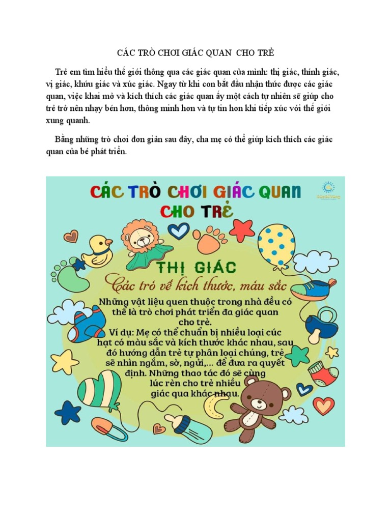 Cac Tro Choi Giac Quan Cho Tre 12042021 | PDF