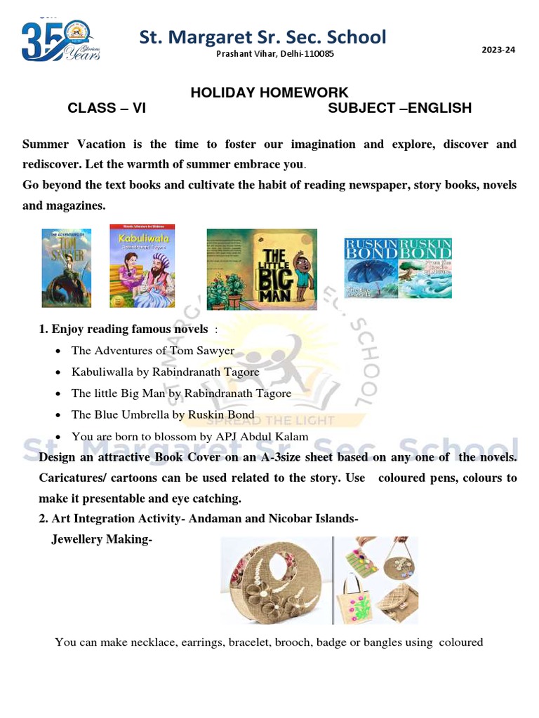 St. Margaret Sr. Sec. School: Holiday Homework Class - Vi Subject ...