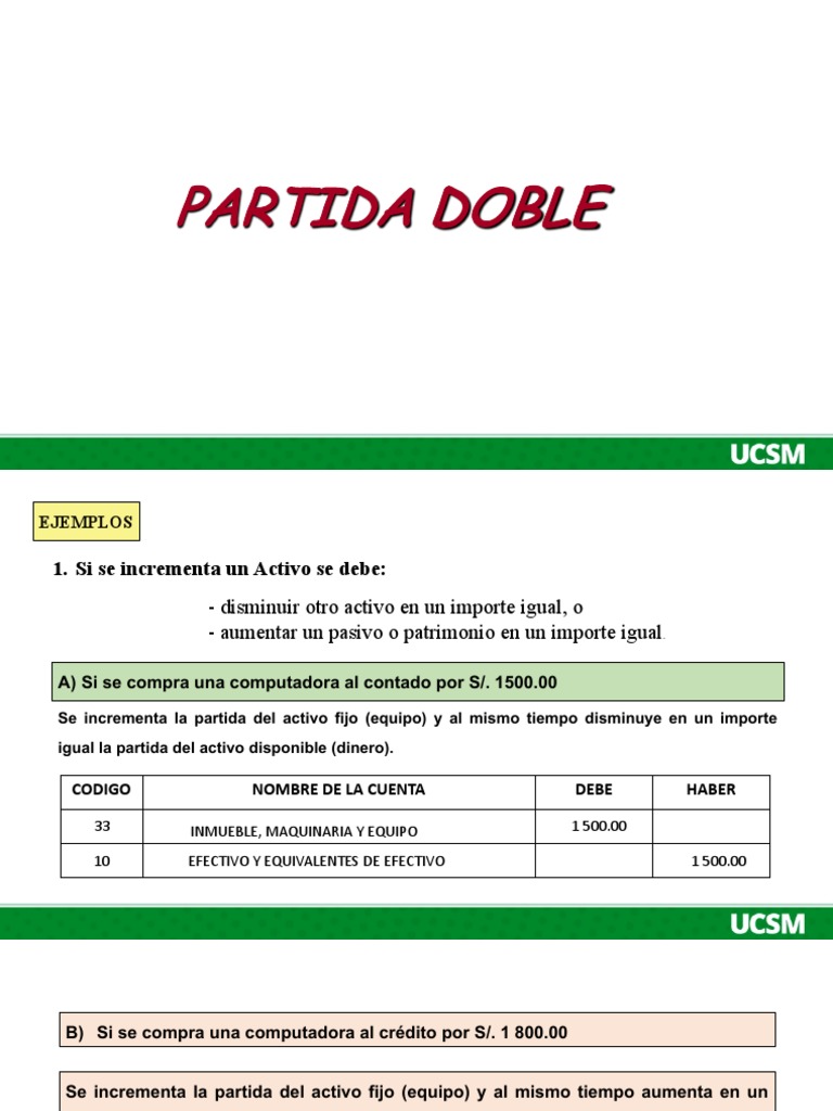 Ejemplos de Partida Doble en Contabilidad | PDF | Economias | Dinero